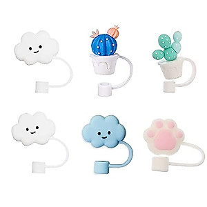 6Pcs Straw Tips Cover Straw Covers Cap for Reusable Straws Straw Protector Clouds for Stanley Cup