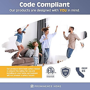 Prominence Home Clancy, 52 Inch Contemporary LED Ceiling Fan with Light, Remote Control, Dual Mounting Options, 5 Dual Finish Blades, Reversible Motor - 51483-01 (Matte Black)