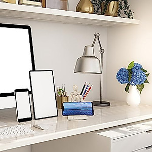 Cucuby Office Desk Pencil Holder Decor Cute Women Desk Supplies Pen Phone Stand Accessories School Organizers Reading Thinker Statue and Sculptures Resin Home Decor for Work