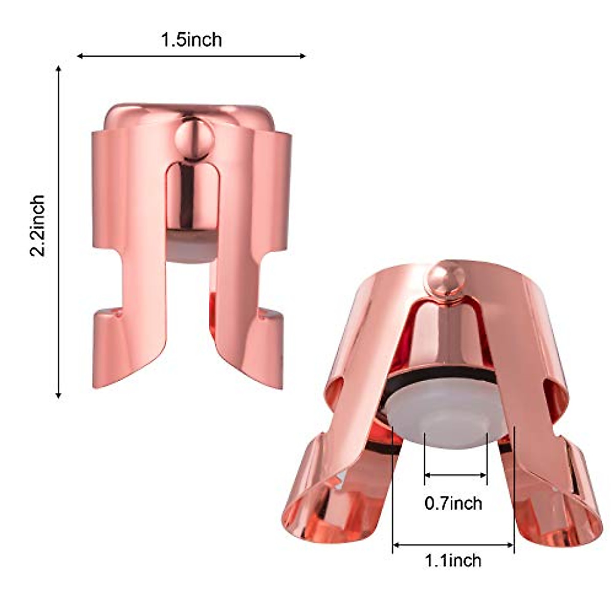 OWO Champagne Stopper, Stainless Steel Bottle Plug Sealer for Sparkling Wine, Superior Leak-Proof Bubble Retaining Saver, No Sharp Edge, No Spill, Fizz Saver, Passed Press Test (Rose Gold)