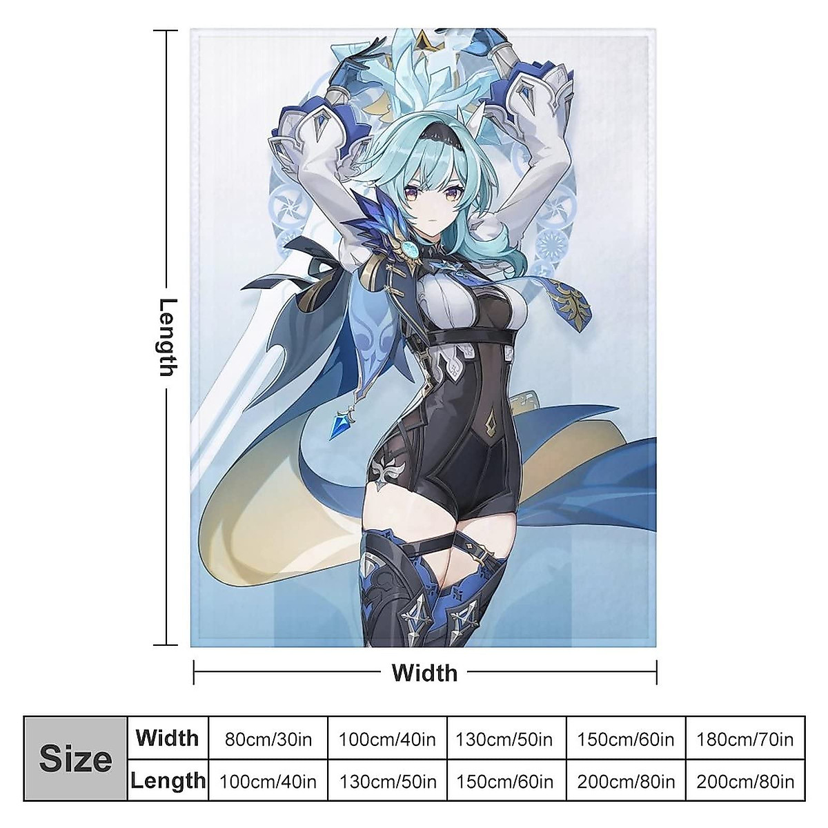 Dalicoter Game Genshin Impact Blanket Mondstadt EULA Anime Blanket 50"×40" Super Soft Flannel Throw Blanket Warm Winter Blanket Towel Blanket for Couch Kids Girls & Adults