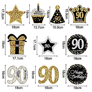 30 Pieces 90th Birthday Party Decorations, 90th Birthday Party Decorative Cards and Hanging Swirls Ceiling Decorations Shiny Celebration Hanging Swirls Decorations for 90th Birthday Party Supplies
