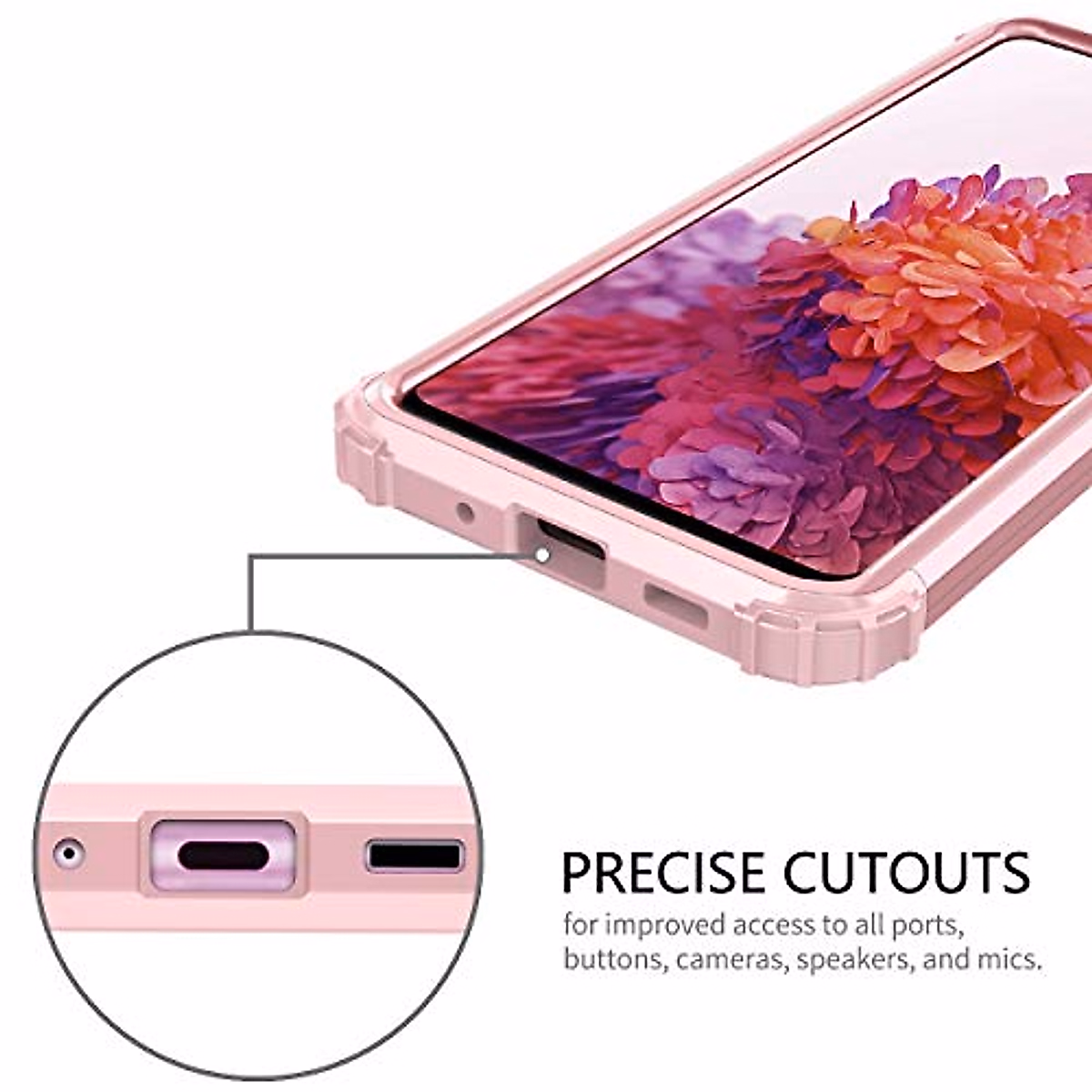 LONTECT Compatible with Galaxy S20 FE 5G Case Glitter Sparkly Bling Shockproof Heavy Duty Hybrid Sturdy High Impact Protective Cover Case for Samsung Galaxy S20 FE 5G 6.5 inch 2020, Shiny Rose Gold