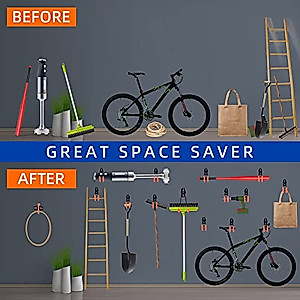 SERPURE 17 Pack Garage Hooks Heavy Duty with Extension Cord Organizer & Bike Hooks, Tool Gifts for Men, Gifts for Dad, Garage Storage Hooks for Hanging Ladders, Bikes and Bulky Items