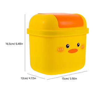 DEARMAMY Small Trash Bin Mini Trash Can with Lid Desktop Ducks Shaped Waste Basket Mini Garbage Can Kawaii Trash Bins for Home Desk Office Kitchen Recycling Trash Container