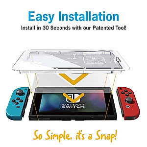Simple Snap Tempered Glass Screen Protector Compatible with Nintendo Switch — Invisible Premium Protection that is Fingerprint Free, Bubble Free and Anti Scratch — Easy Screen Applicator