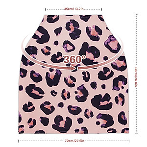Metplus Car Seat Covers for Babies, Multi Use Infant Carseat Canopy, Stretchy Baby Carrier Cover, Soft Breathable Nursing Cover for Breastfeeding, Newborn Boy Girl Shower Gifts, Leopard