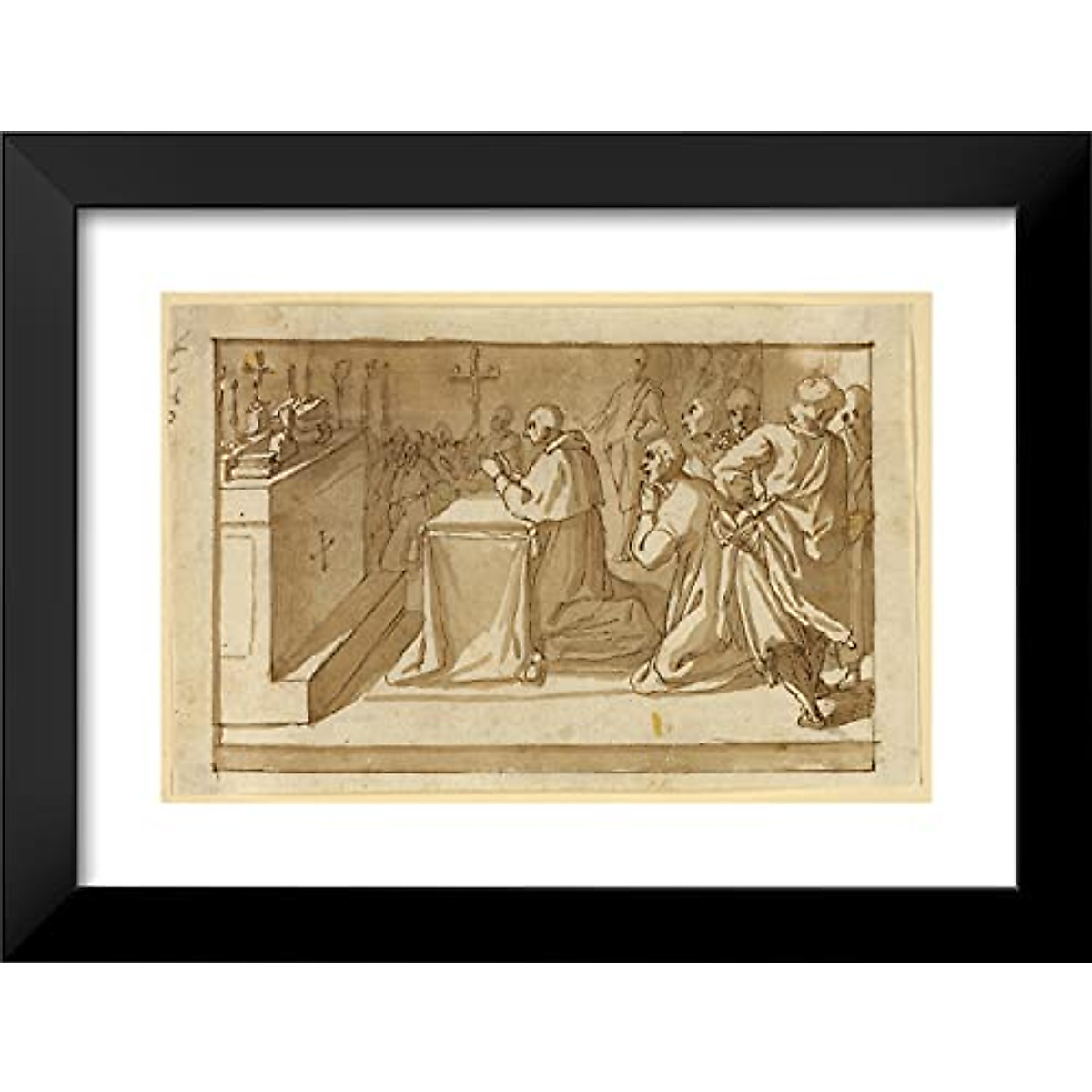 ArtDirect Cesare Nebbia 24x19 Black Modern Framed Art Print Titled Saint Charles Borromeo Venerating The Relics
