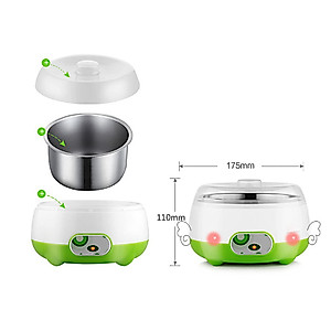 DENESTUS 1L Automatic Yogurt Maker with Stainless Steel Inner Pot for Home Organic Yogurt, Cheese Maker, Fruit Wine Maker （Green 110V）