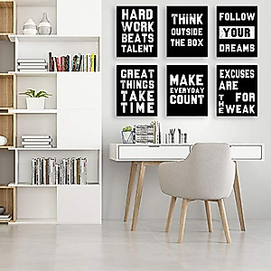 Homanga Motivational Wall Art Posters, Positive Office Decor Art Prints, Set of 6, Inspirational Quote Wall Art for Teens Living Room Office Classroom College Decoration, Canvas Posters 8x10 Inch Unframed