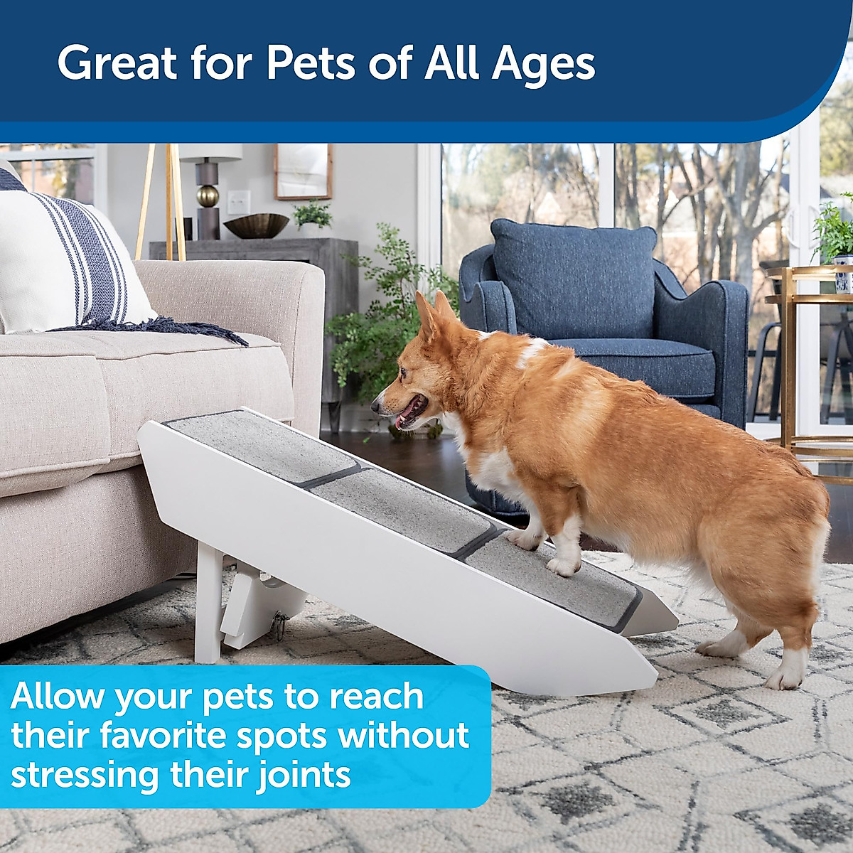 PetSafe CozyUp Steps & Ramp Combo for Small Dogs – Dog and Cat Ramp with Stairs – Give Your Pets Easy Access to High Beds or Couch – Foldable Nonslip Design – Perfect for Small, Medium, and Large Dogs