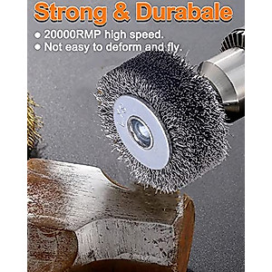 2 Pack Wire Wheel Brush Wire Wheel Brush for Drill Attachment, Rocaris 2 Inch Heavy Duty Wire Brushes Removal Paint Rust & Corrosion, 0.0118" Carbon Steel Wire, 1/4in Shank, 20000RPM