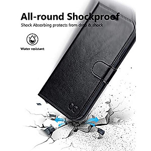 OCASE iPhone 11 Cellular Phone Case, PU Leather Flip Case with Card Holder, Magnetic Closure, TPU Shockproof Interior for 6.1 Inch iPhone 11 (Black)