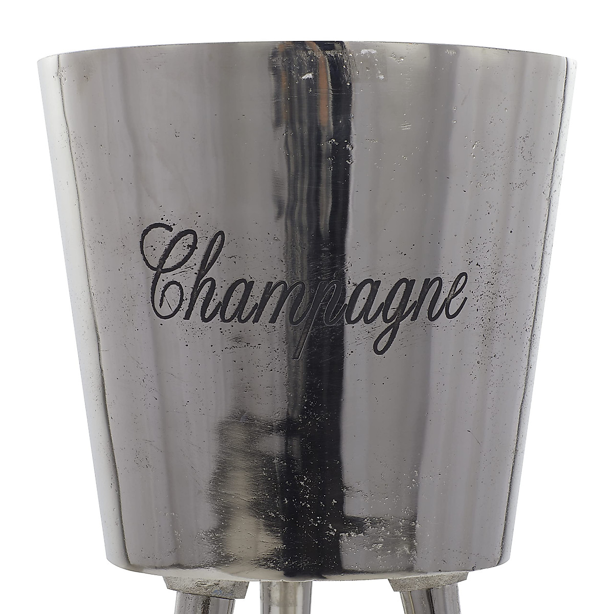 Deco 79 Aluminum Tall Floor Champagne 3 Bottle Ice Bucket, 9" x 9" x 28", Gray
