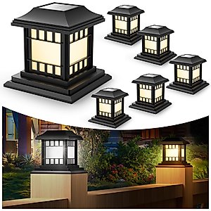 SOLLUCIS Solar Post Cap Lights, Super Bright 8 LEDs 20 Lumen Fence Post Lights Solar Powered 2 Color Modes Big Solar Post Lights Outdoor Waterproof for 4x4 5x5 6x6 Posts in Garden Decor, Patio Decor