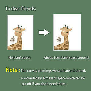 Cute Woodland Animals Giraffe Canvas Wall Art Set of 3 12x16in, Colorful Minimalist Baby Nursery Sun Room Aesthetic Posters, Neutral Elephant Print Painting Decor for Girl Boy Kids Bedroom Unframed