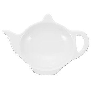 Ceramic Teabag Coasters Tea Bag Storage Plate Teabag Caddy Holder Classic Tea Saucer Spoon Rest Seasoning Dish for Home Tea Party Favor (Color : White, Size : 9.5X7X1.5CM)