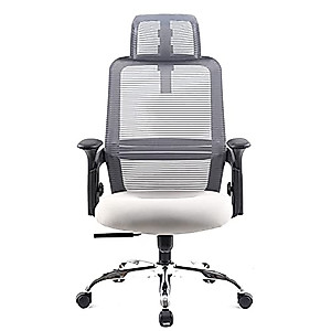 Ergonomic Mesh Office Chair,High Back Desk Computer Chair Adjustable Neck Head,Armrest Reclining Chair for Home Office (Grey1)