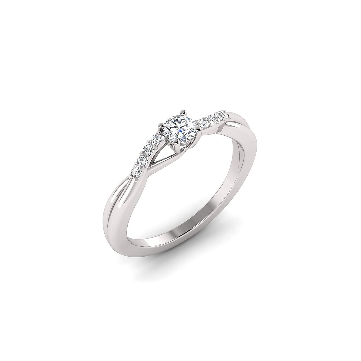 1/2 Carat TW Women's Moissanite and Natural Diamonds Engagement Ring in 10k White Gold, Size 10