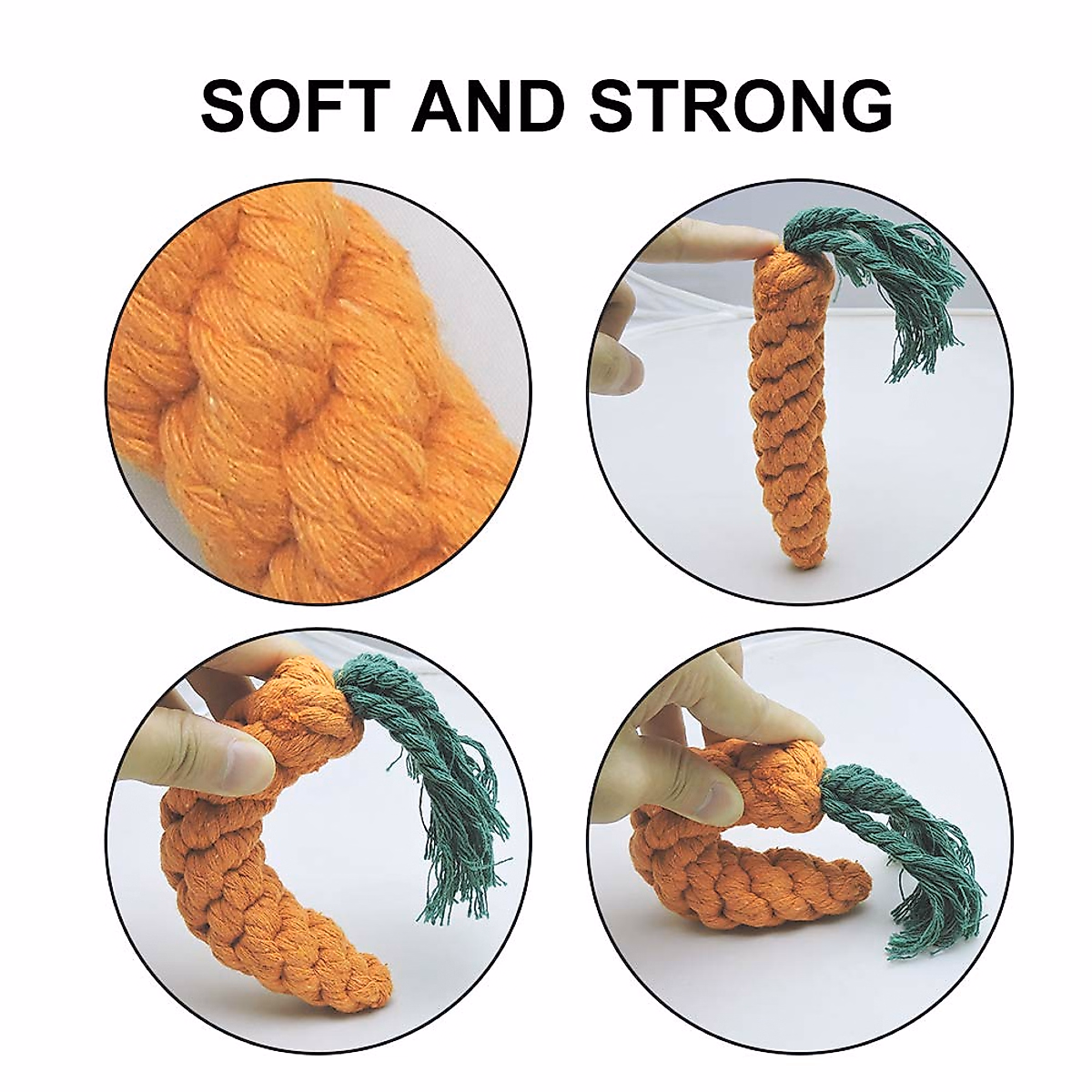 Andiker Dog Chewing Toys - 3PCS Cotton Rope Puppy Teething Cleaning and Training Durable Dog Plush Toys Lion&Carrot&Duck Toy for Boredom and Interactive Biting Rope Dog Chew Toys (Lion&Carrot&Duck)