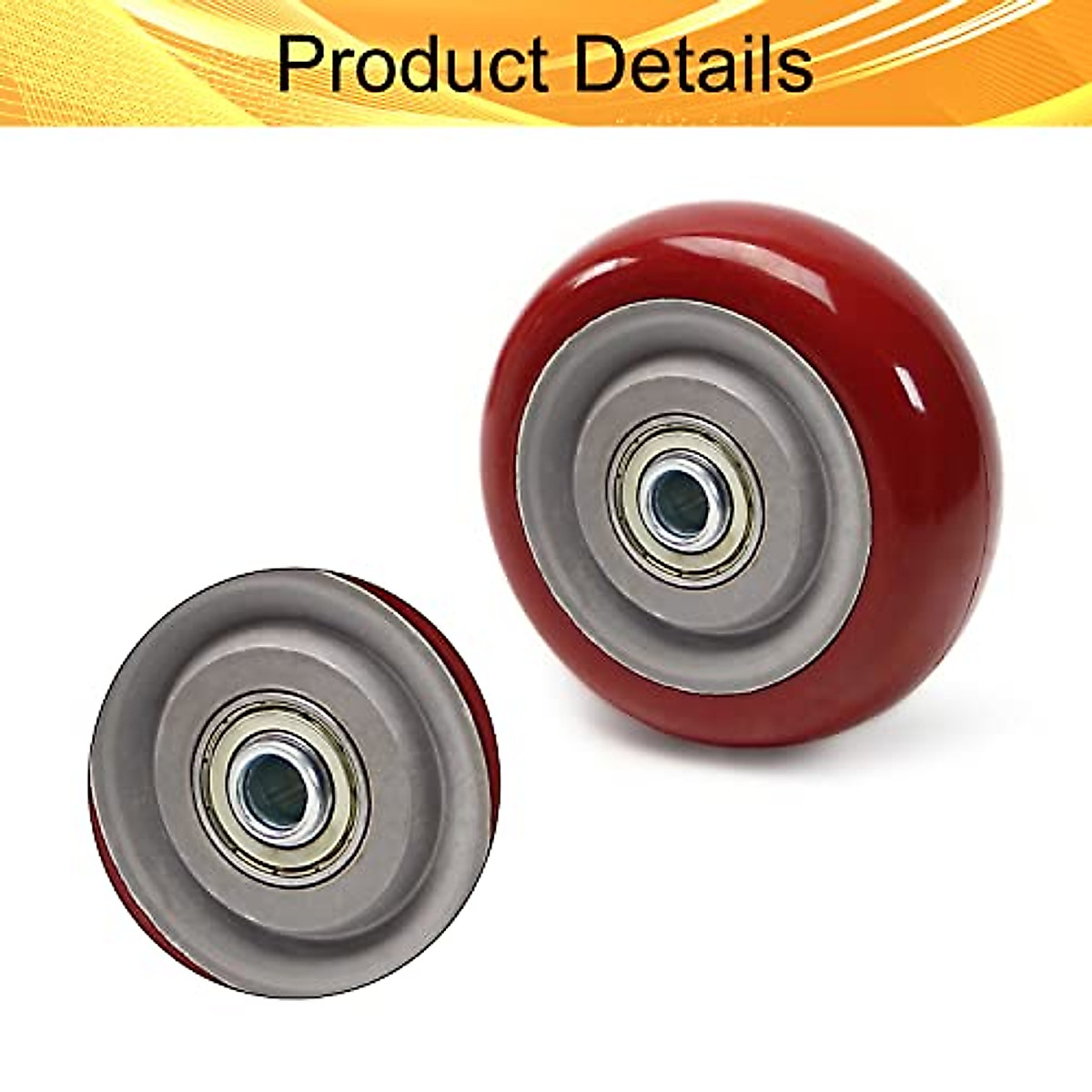 Juvielich 4Pcs Push Cart Wheels 3.5 Inch PU Caster Wheels Bearings Repair Kits, Heavy Duty Plate Casters, Shelf Replacement Wheels for Platform Trucks, up to 264 LBS/120KG