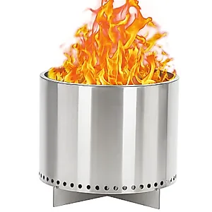 16.5 Inch Smokeless Fire Pit for Outdoor Wood Burning, Portable Stainless Steel Camping Stove with Stand, Unique Removable Ash Pan Design, H: 11.5 in, 13.22 lbs - Ideal for Camping