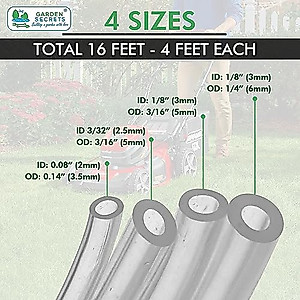 GARDEN SECRETS (4 sizes) Fuel Line Fuel Hose Replacement Fuel Tube for Lawn Mower String Trimmer Chiansaw Blower Generator Power Tools with Small Engine