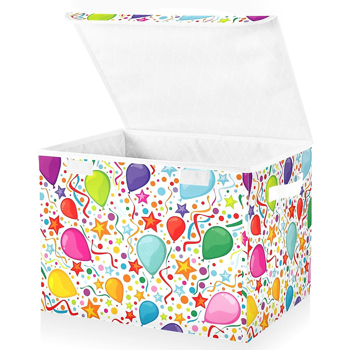 Birthday Party Colorful Balloons Storage Bins with Lids Storage Containers Cubes Box Collapsible Closet Organizer Fabric Storage Basket for Bedroom Clothes Office Shelves Nursery Gifts Home Decor