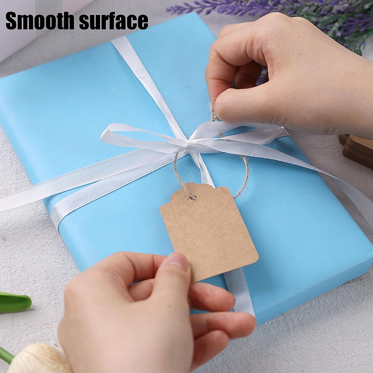 Koogel 20PCS Kraft Gift Tags with String, 2.8 x 1.6 Inch Gift Tags Price Tags Hanging Tags for Gift Bags DIY Crafts Birthday Wedding Party Favors