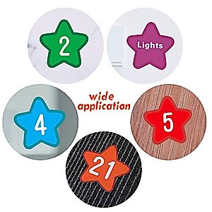 48 Pieces Number Spot Markers and Labels Star Shaped Carpet Markers Classroom Line Up Spots Helpers Cute Colorful Carpet Markers with Number