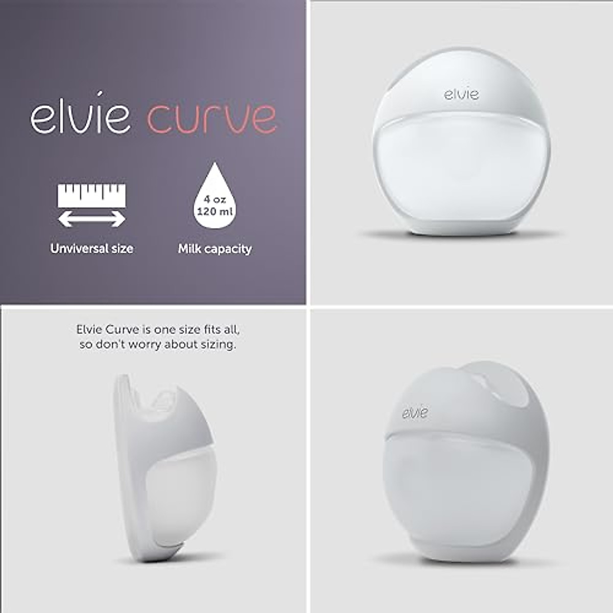 Elvie Curve Manual Wearable Breast Pump | Hands-Free, Kick-Proof, Portable Silicone Pump That Can Be Worn in-Bra for Gentle, Natural Milk Expression | Breast Feeding Essentials White