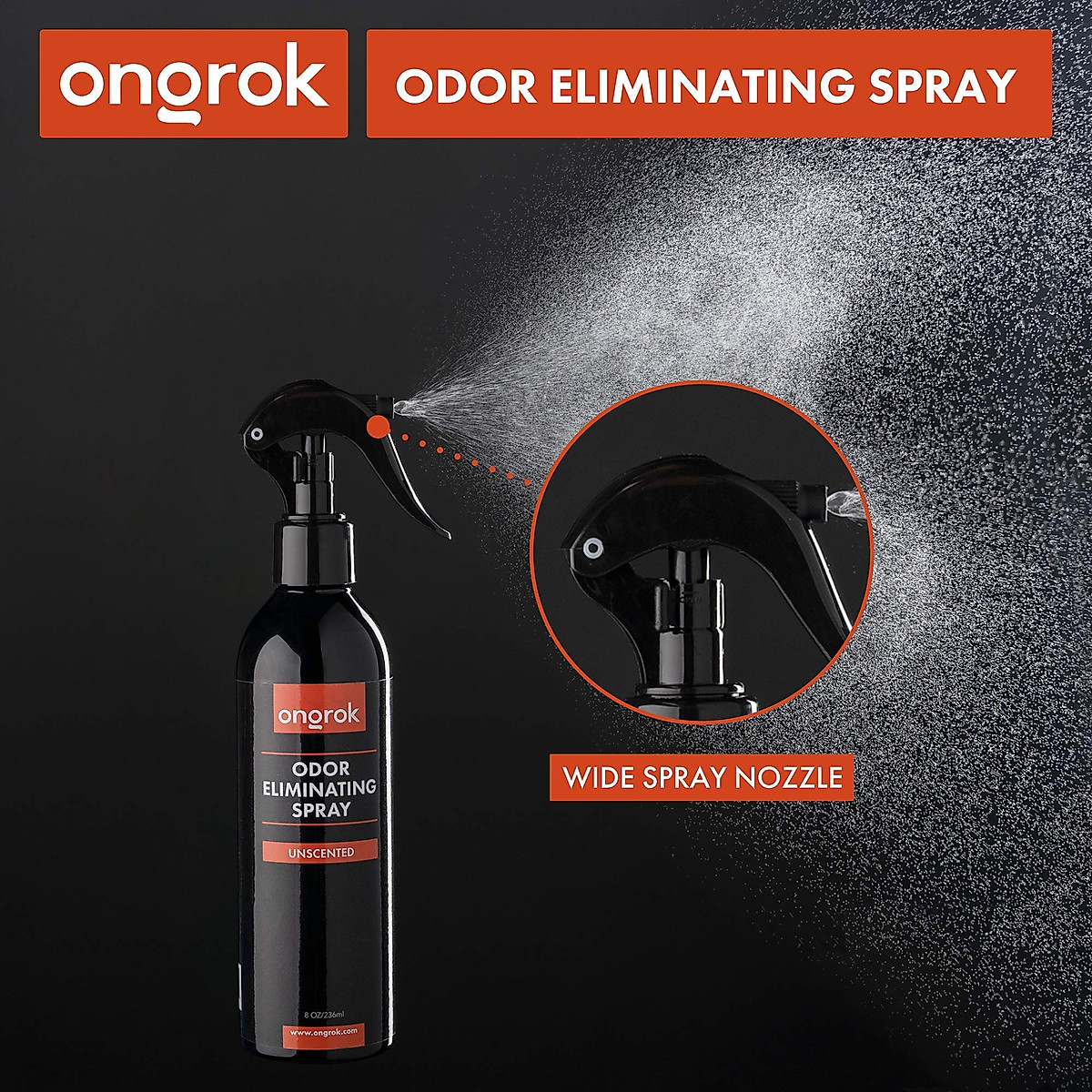Smoke Odor Eliminator Spray by ONGROK, Natural Unscented (8 oz), Made in USA, Smell Remover for Home and Car, Air Freshener, Smoke Odor Exterminator