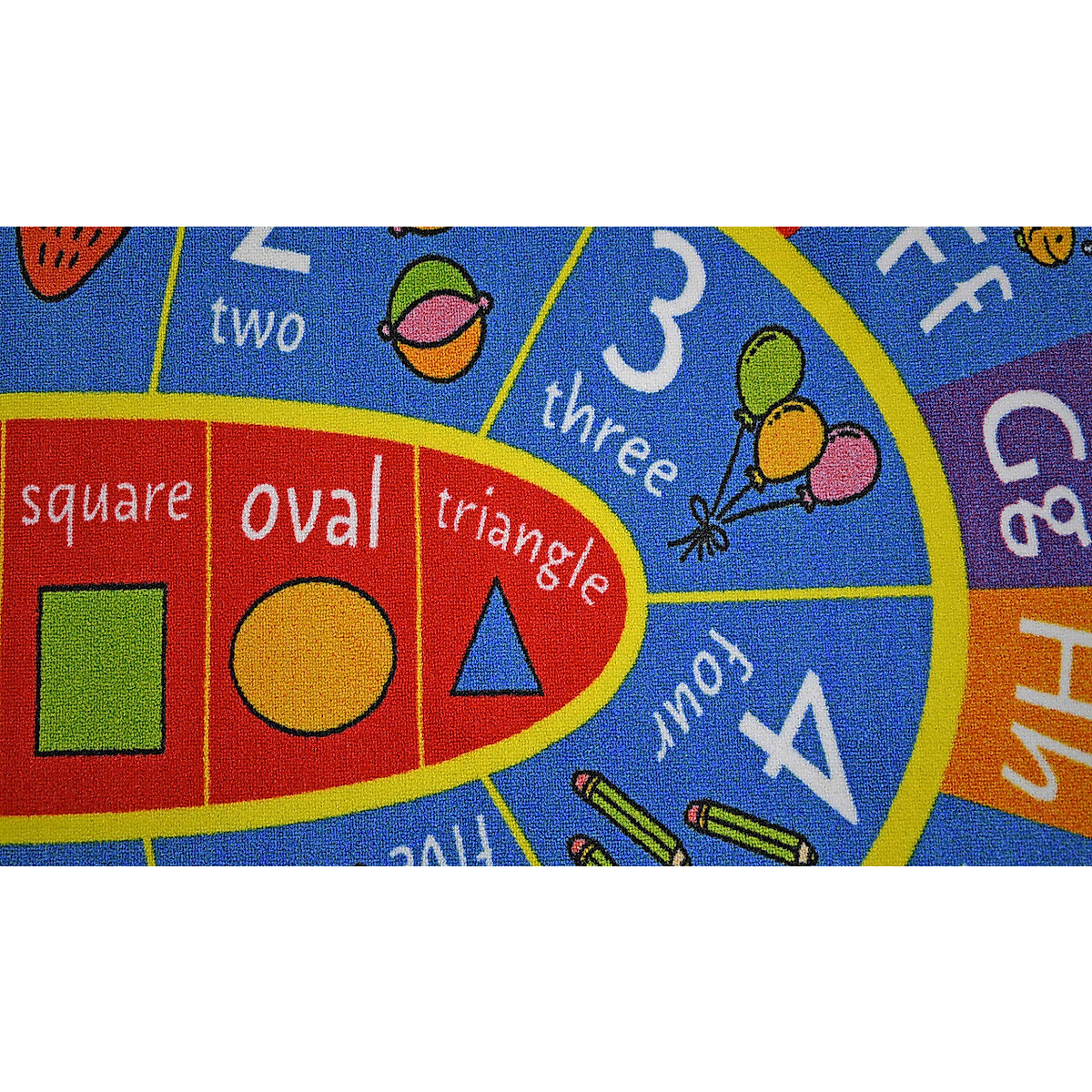 KC Cubs Playtime Collection ABC Alphabet, Numbers and Shapes Educational Learning & Game Area Oval Rug Carpet for Kids and Children Bedrooms and Playroom, Multicolor, 7' 8" x 9' 10'' (KCP010033-8x10)