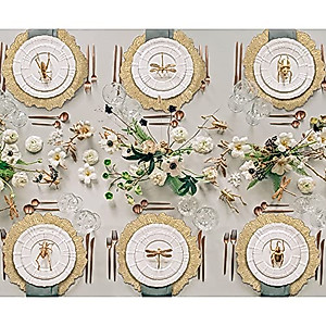 MAONAME 13" Gold Charger Plates Set of 8, Round Reef Chargers for Dinner Plates, Plastic Plate Chargers for Table Setting, Wedding Decor