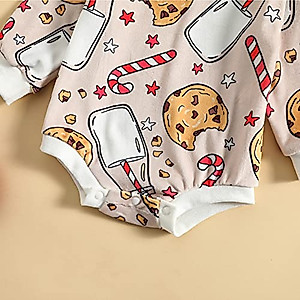 Cevoerf Infant Baby Girl Boys Christmas Outfit - Oversized Xmas Cookie Print Romper Sweatshirt Christmas Clothes