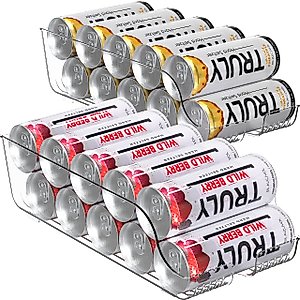 SimpleHouseware Skinny Can Organizer for Pantry/Refrigerator, Clear, Set of 2