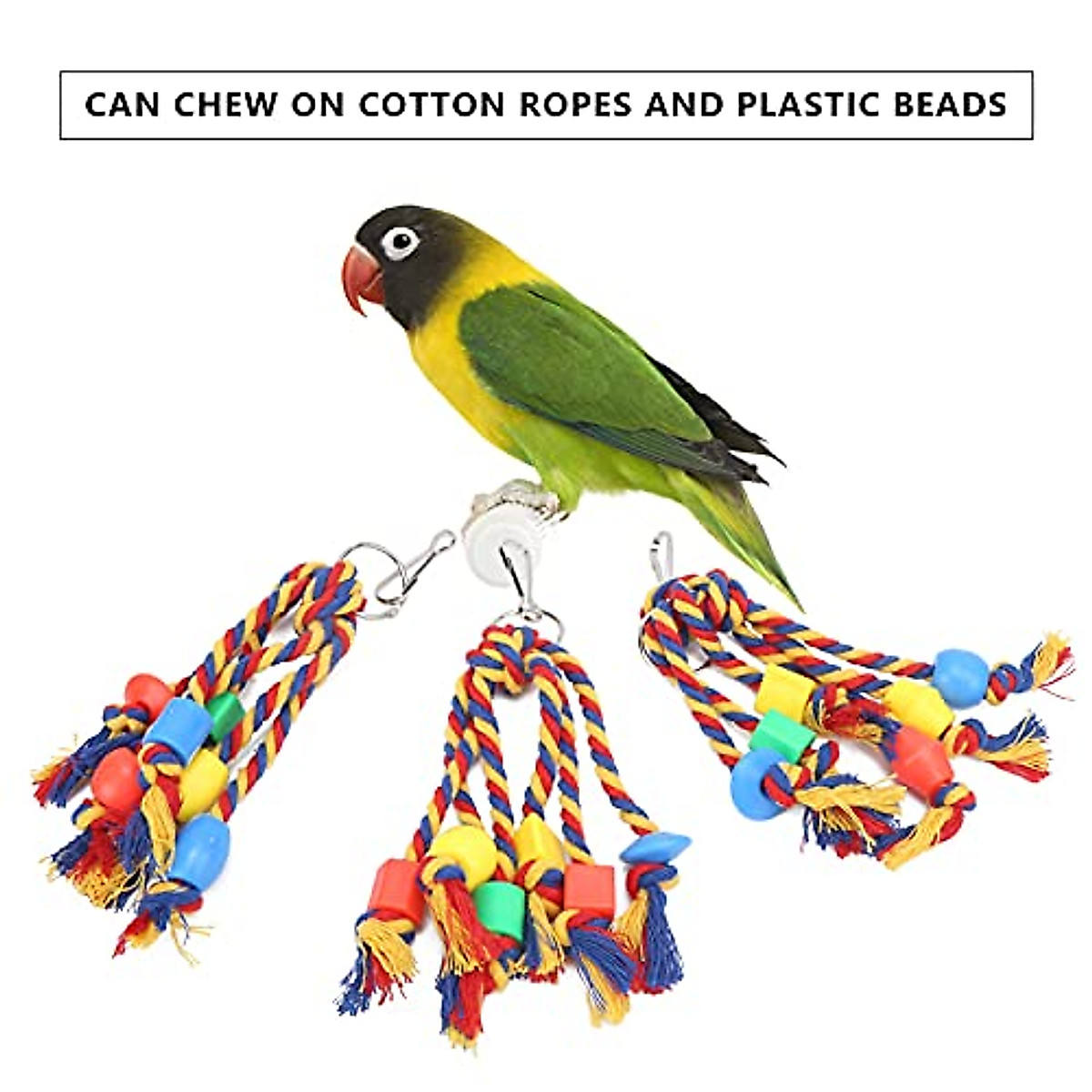 Pssopp Bird Chewing Toy Colorful Cotton Rope Bird Chew Toy Bird Beak Care Tool for Budgie Parakeet Cockatiel Conure Lovebird