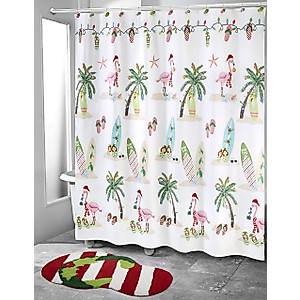 Avanti Linens - Fabric Shower Curtain, Holiday Bathroom Decor (Flamingo Jingle Collection, 72")