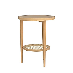 Nathan James Sonia Round Modern Side Accent or End Living Bedroom and Nursery Room, 1 Table, Light Brown Wood