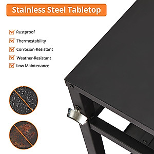 AKDSteel Grill Cart with Wheels & Hooks, Double-Shelf Outdoor Movable Dining Cart Table for Bar Patio Camping Home Cooking Table for Outdoors Stainless Steel