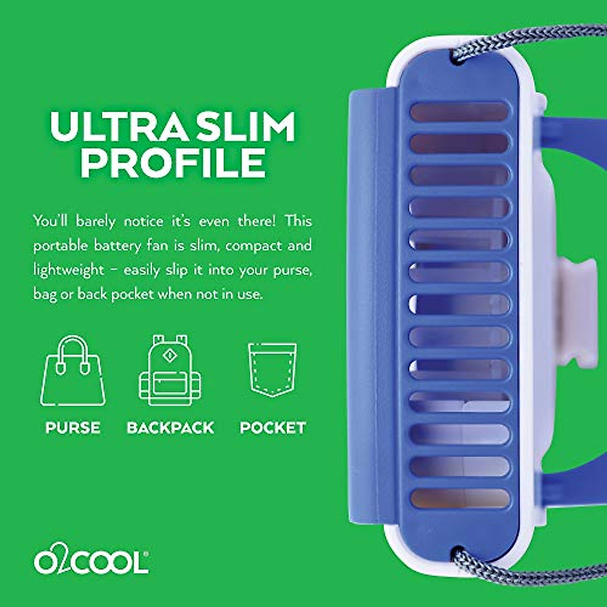 O2COOL Deluxe Necklace Fan | Battery Powered, Hands-Free Personal Cooling Fan w/Adjustable Lanyard, Table Top Stand + Wearable Clip (Dark Blue + Purple (2 Pack))