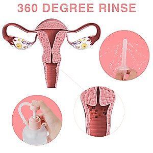 Vaginal Douche for Women Vaginal Cleansing System 600 ml Douche Cleaner Anal Douche Cleaning Kit Capacity with 3 Nozzles