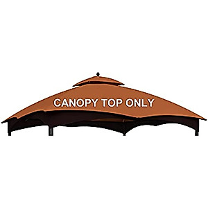 CoastShade Patio 10X12 Replacement Canopy Roof for Lowe's Allen Roth 10X12 Gazebo Backyard Double Top Gazebo #GF-12S004B-1（Rust）