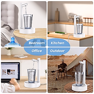Water Dispenser for 5 Gallon Bottle - Desktop Water Dispenser Countertop, Universal 1~5 Gallon Bottle Pump, Type-C Charging for Home Office Camping Travel