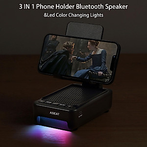 ASEAT Gifts for Men Him, Cell Phone Stand with Bluetooth Speaker&Led Color Changing Light, Unique Gifts for Women Dad Her Husband, Birthday Gifts for Men