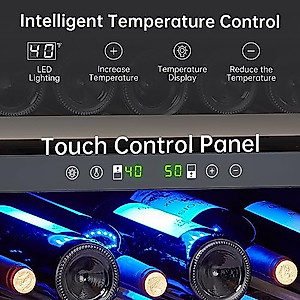 Garvee 52 Bottles Wine Fridge, Dual Zone Wine Cooler Refrigerator with 40～64°F Digital Temperature Control Compressor and Safety Lock, All Wood Removable Shelves, Stainless Steel Body, 4.8 Cu.Ft