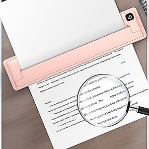 Gearwell Inkless Thermal Printer, A4 Paper Mini Printer, Bluetooth Connection Inkless Thermal Printing Machine, Battery Powered 90 Sheets Capacity Pink