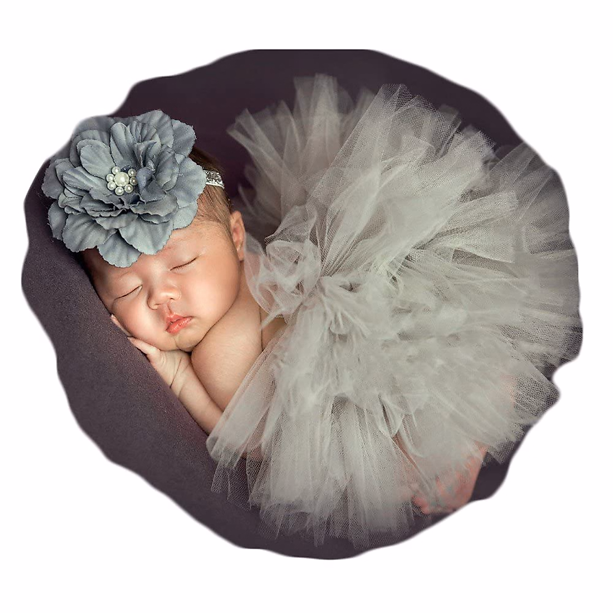 Baby Photography Props Tutu Skirt Headdress Newborn Girl Photo Shoot Outfits Infant Princess Costume Clothes Grey