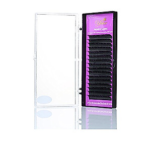 Black False Eyelashes Extensions Makeup Mink Eyelash Single Length Fake Individual Eye Lash 100% Handmade for Professional Use (D Curl 0.05mm Thickness 14mm Length)