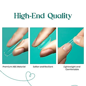 Beetles Long Coffin Fake Gel Nail Tips - 500Pcs Acrylic Press on Clear Artificial False Nails with Nail Glues for Acrylic Nail/Dip Powder Nails/Poly Nail Extension Gel Holiday Nails Art Design